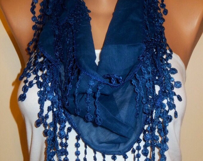 Deep Blue Cotton Scarf Womens Fashion Best Gifts Blue - Etsy