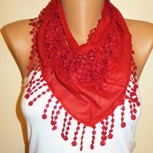 Red Cotton Scarf Red Headband Red Fashion Scarves Gift for - Etsy