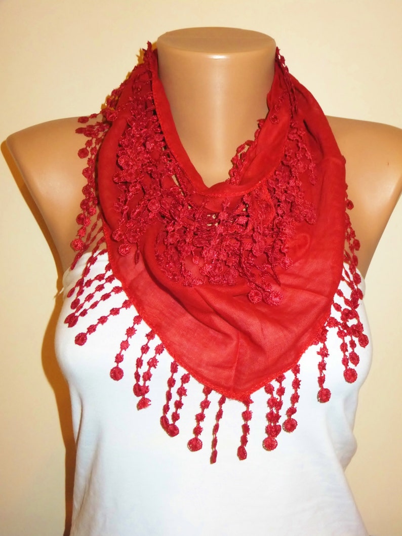 Red Cotton Scarf Red Headband Red Fashion Scarves Gift for - Etsy
