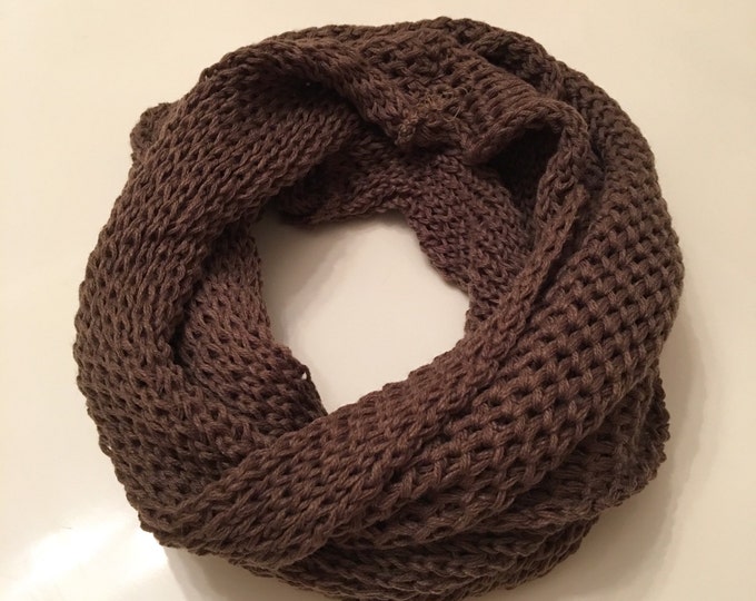 Men Brown Infinity Knit Loop Scarf,cowl Scarf, Seed Stitch Scarf ...