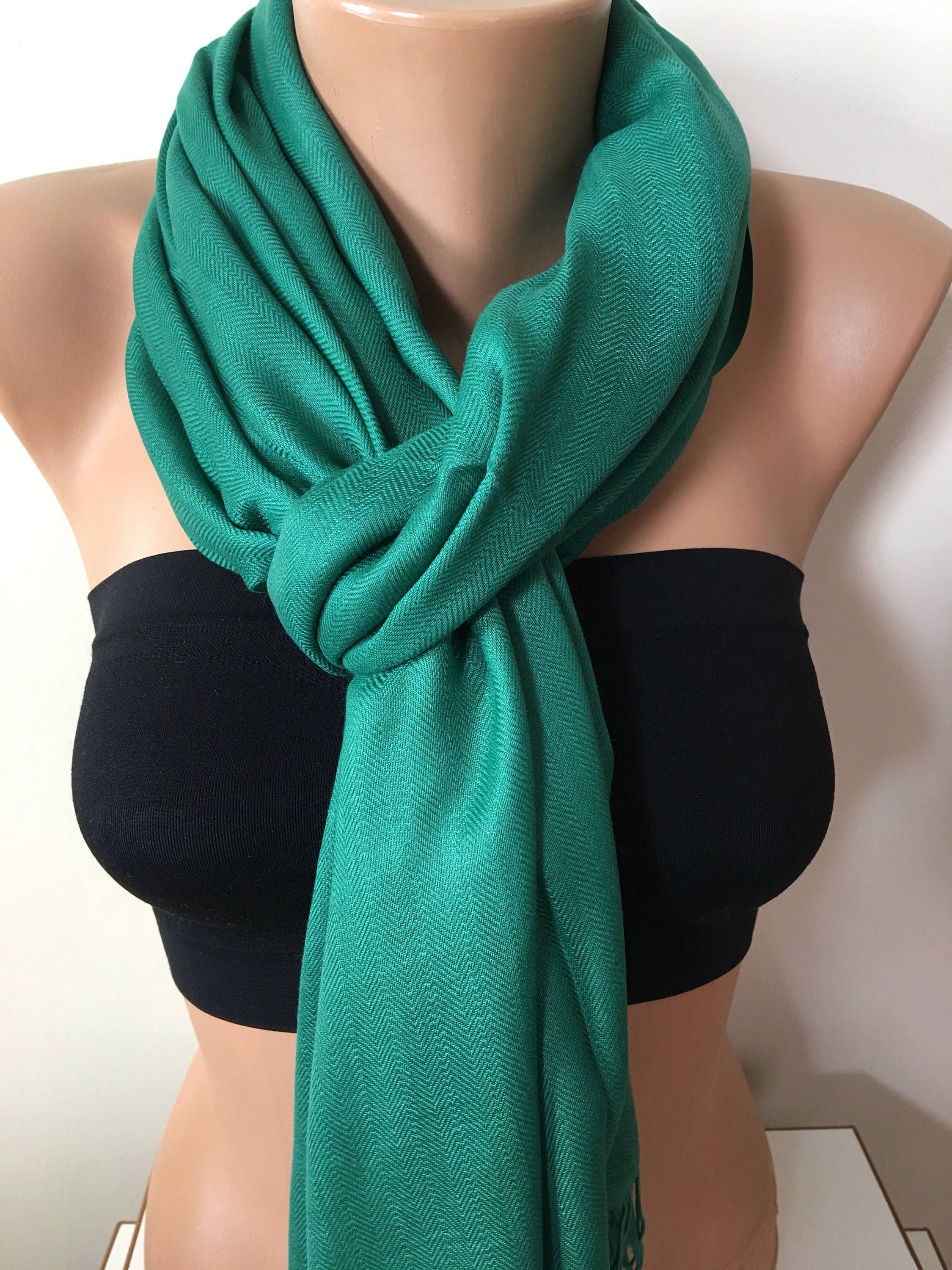 SOFT Pashmina Scarf, Emerald Green Winter Scarf, Fashion Green Scarves ...