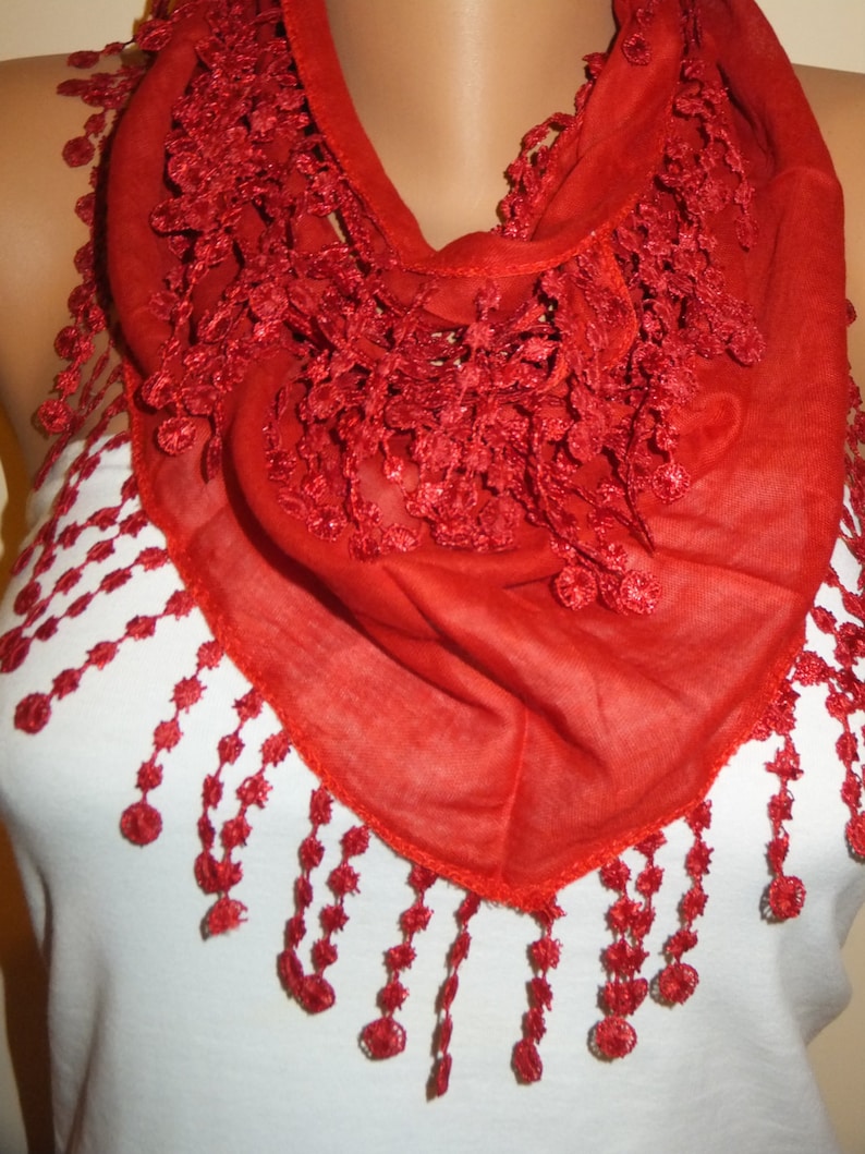 Red Cotton Scarf Red Headband Red Fashion Scarves Gift for - Etsy