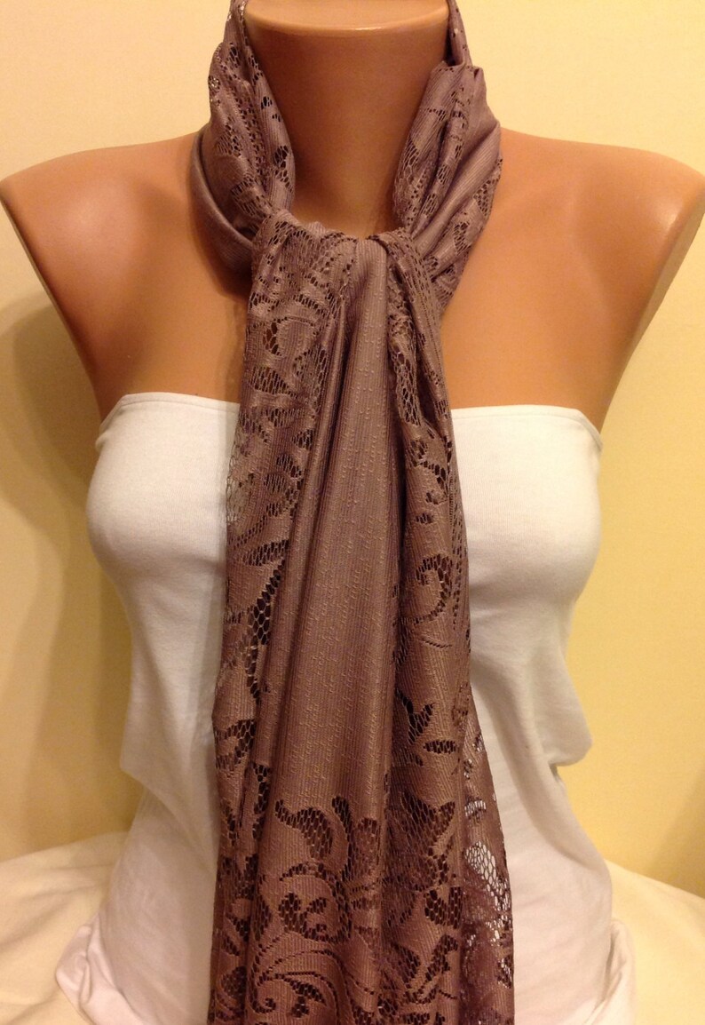 Brown Tulle Fringed Scarf, Women Fashion, Mothers Gift, Best Gift ...