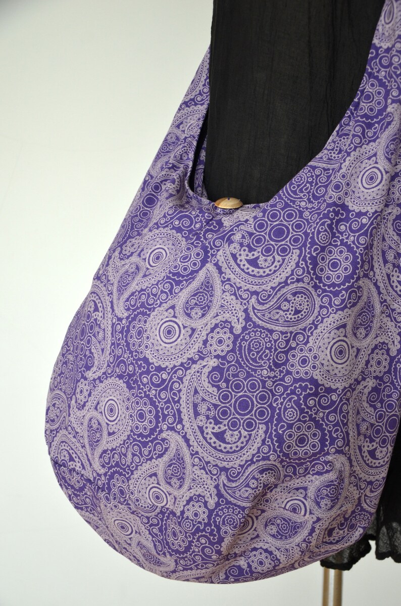 Purple Paisley Cotton Bag Handbags Hippie Bag Hobo Bag Boho | Etsy