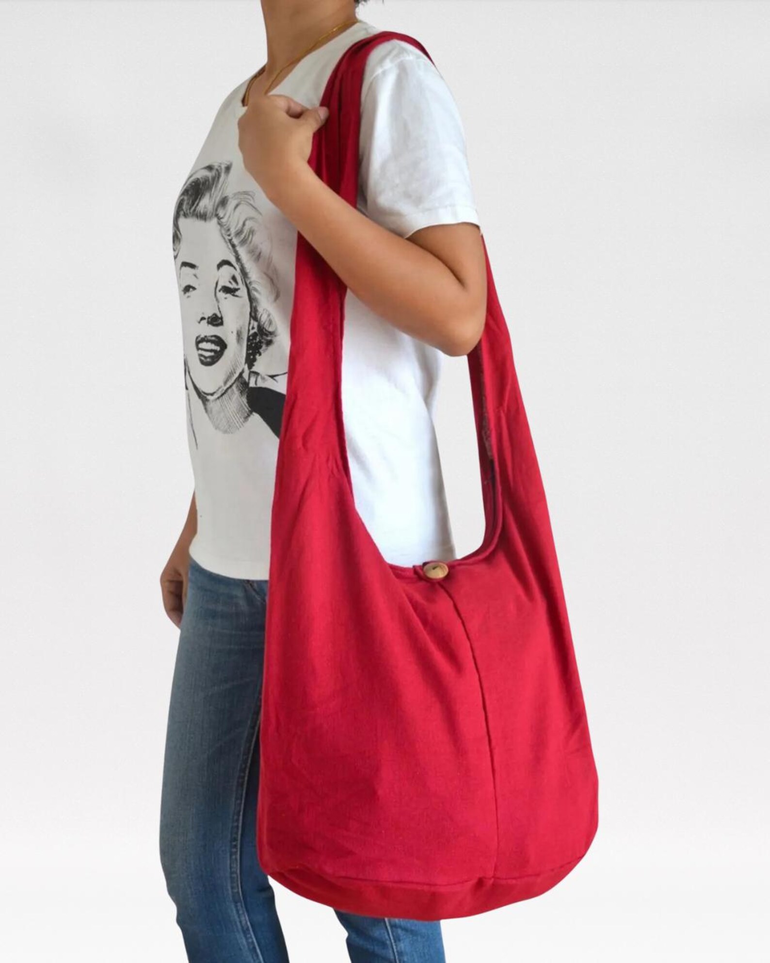 Red Cotton Bag Sling Bag Messenger Bag Crossbody Bag Shoulder Bag ...