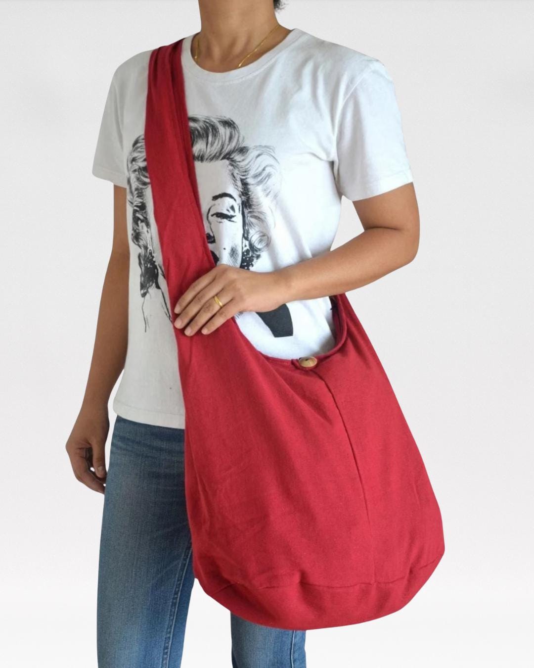Red Cotton Bag Sling Bag Messenger Bag Crossbody Bag Shoulder Bag ...