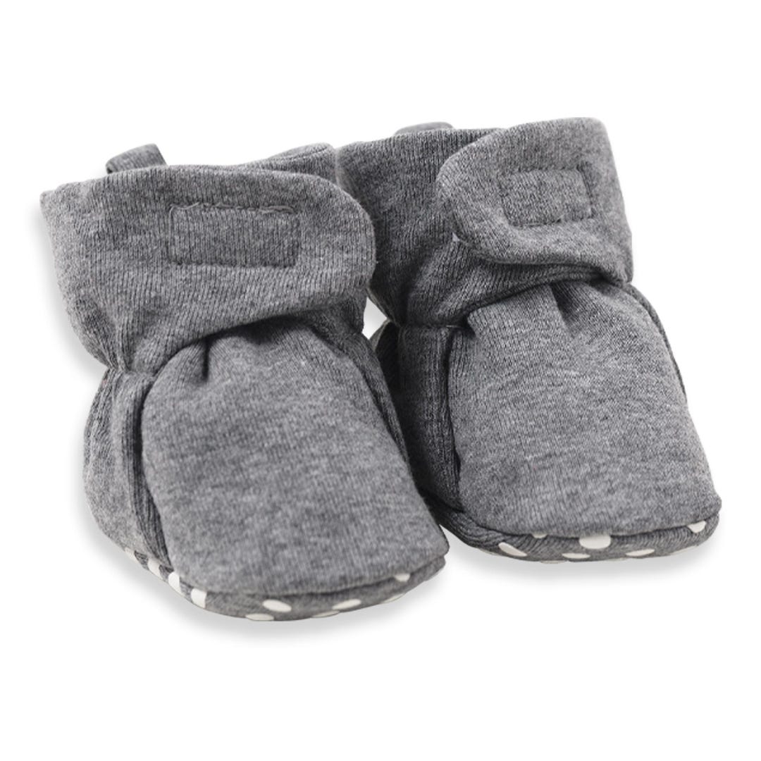 Heather Charcoal Grey Baby Booties: 100% Cotton Knit Crib Shoes - Etsy
