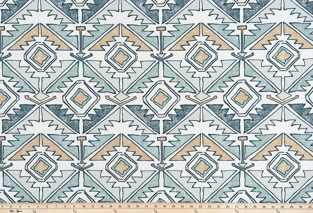 Indigo & Camel Valance.soul Awendela Print Valance. Western or Native ...