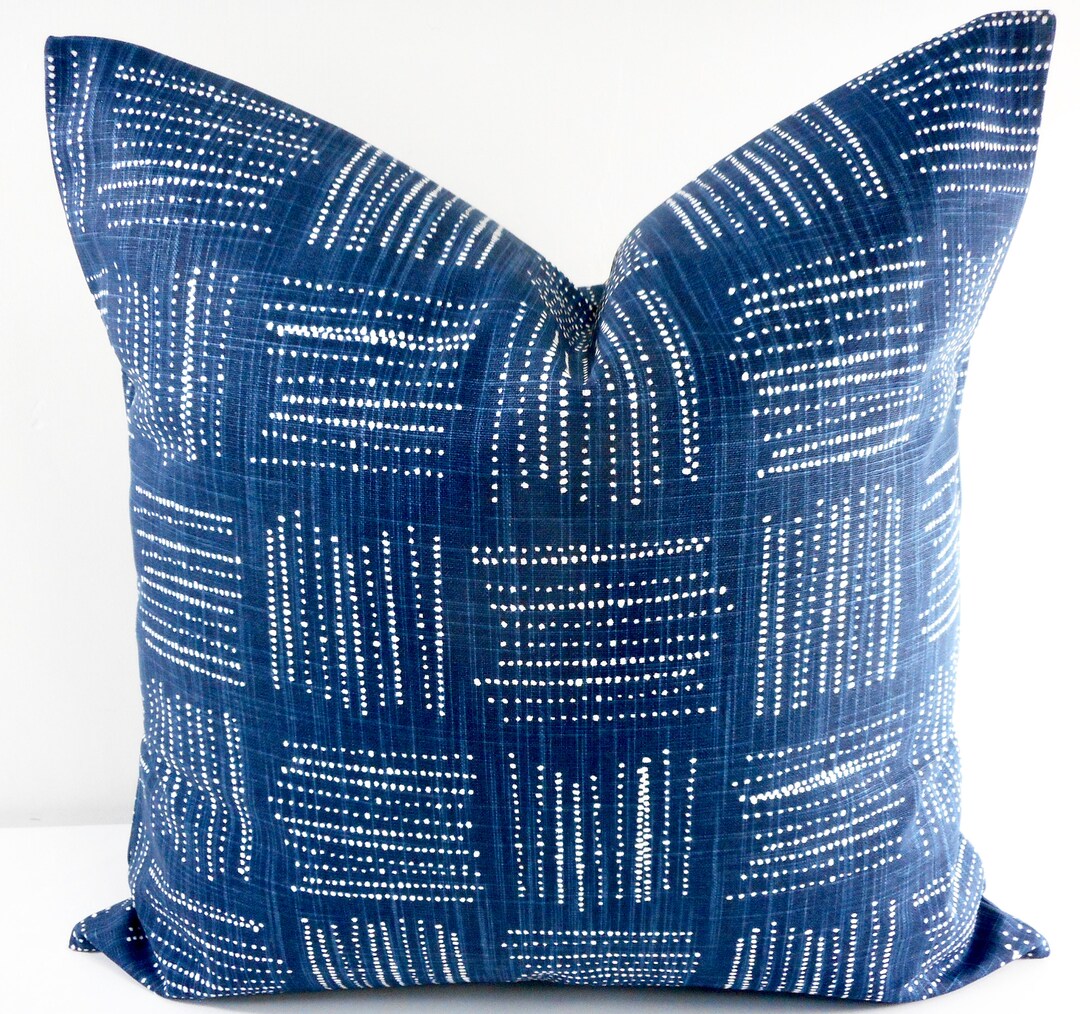 Blue Italian Denim Pillow Cover. Brave Print Pillow Cover. Throw Pillow ...