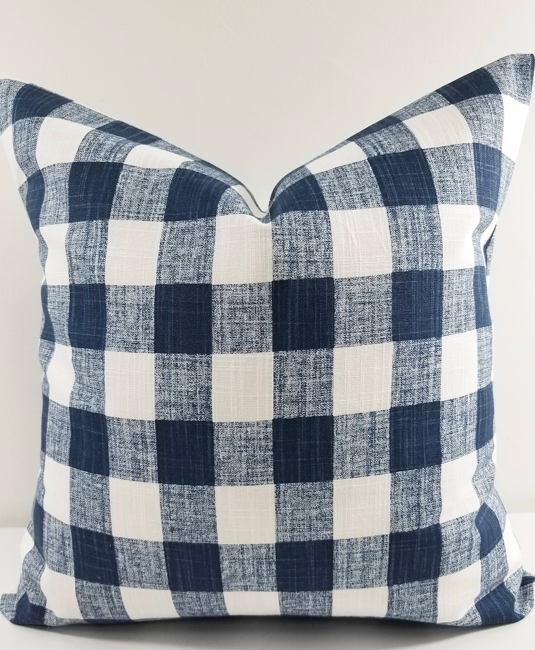 Italian Denim Blue & White Pillow Cover. Buffalo Plaid Print Pillow ...