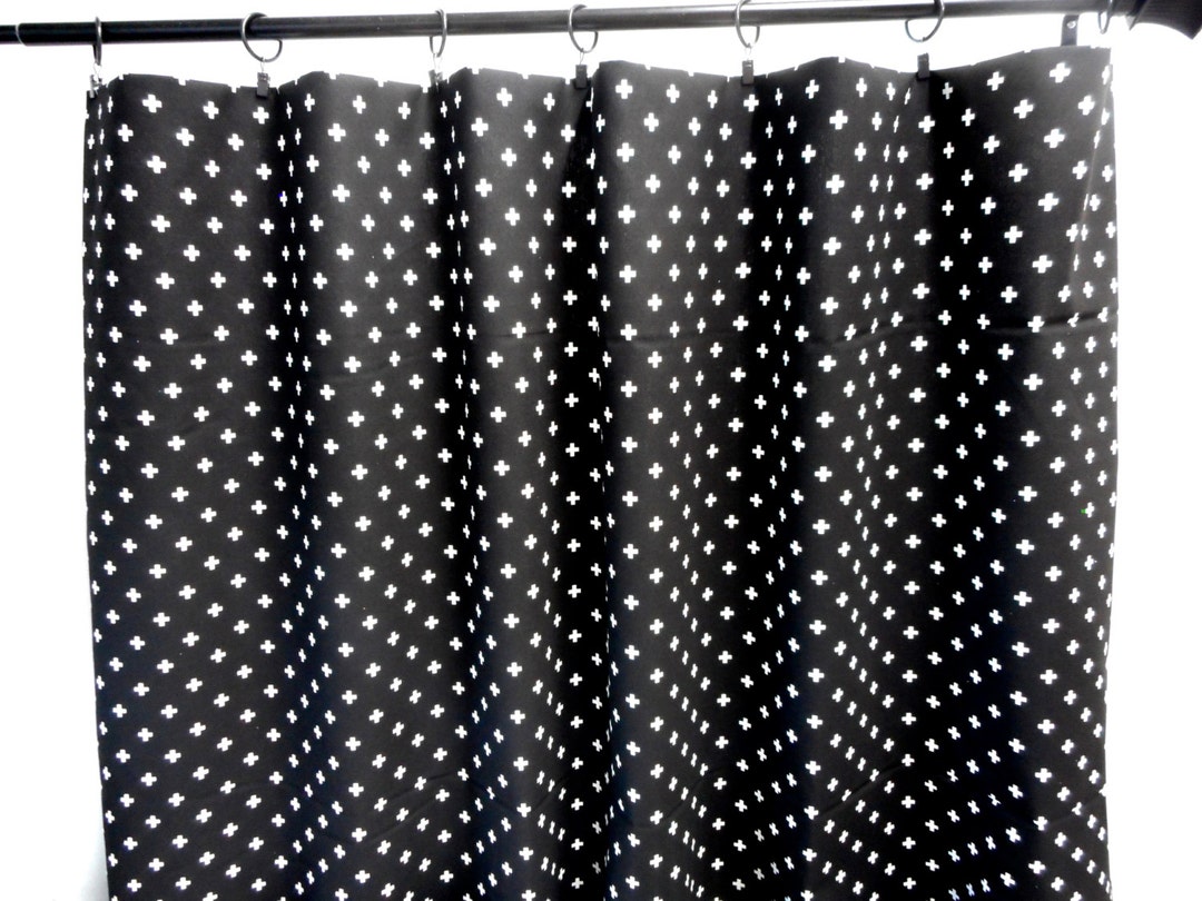Black Curtain. Mini Swiss. Black and White. 2 Panel Curtains. Drapes ...