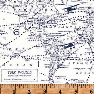 Map Curtain. Air Traffic. Navy and White 2 Panel Curtain. Window ...