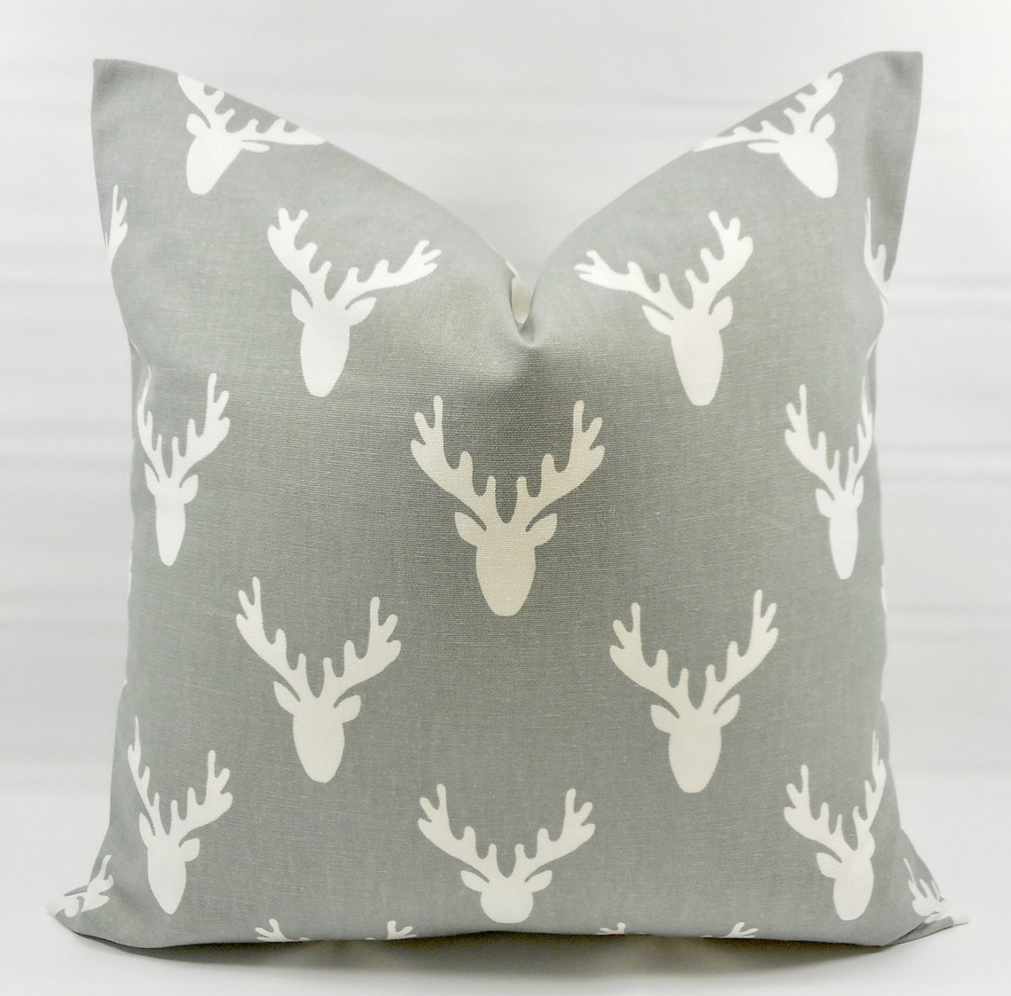 Grey Pillow Cover. Cool Grey & White. Antler Print Pillow Cover ...