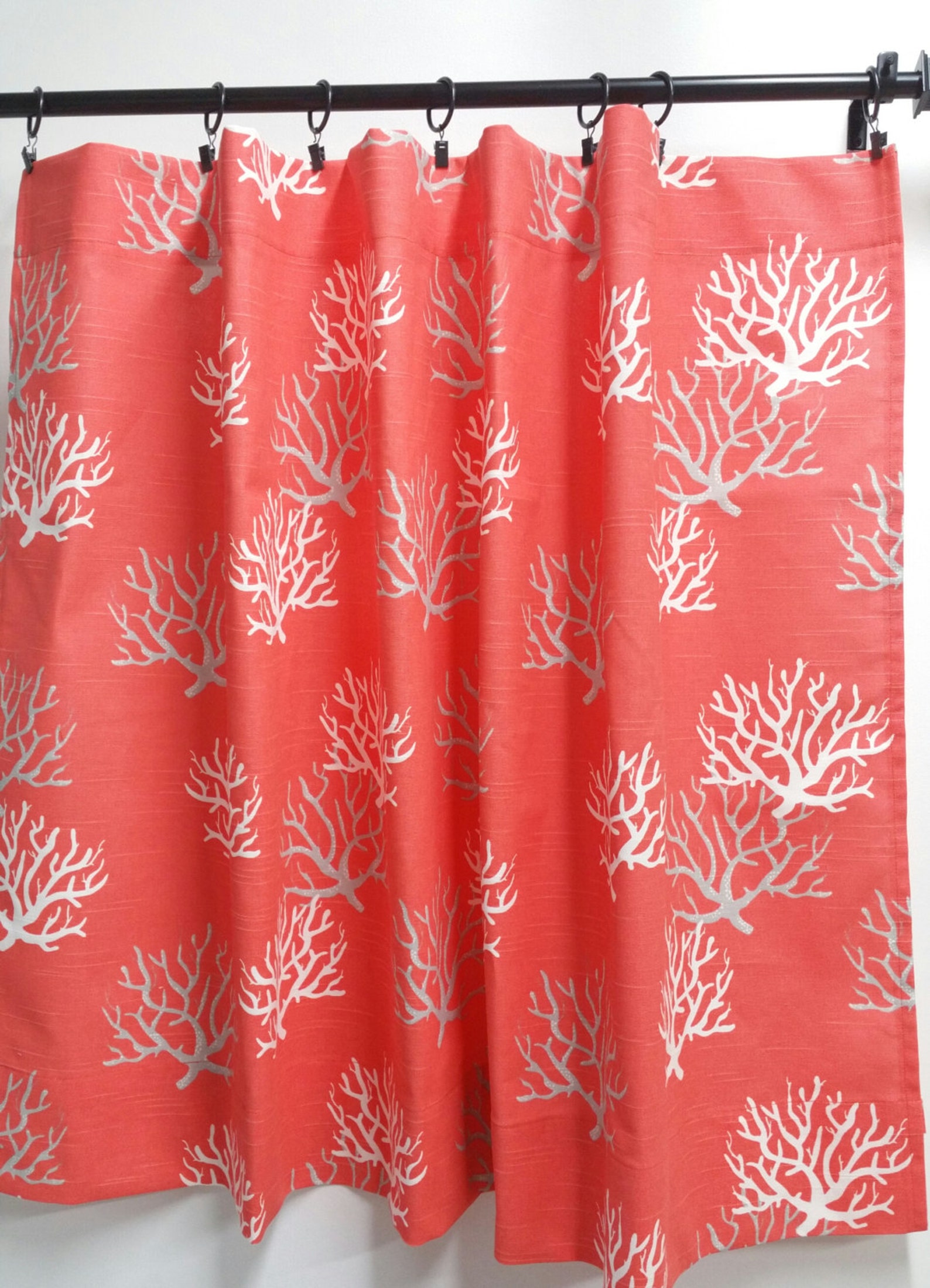 Coral Curtain. 2 Panel Curtain. Coral. Window Treatment.set of Two ...