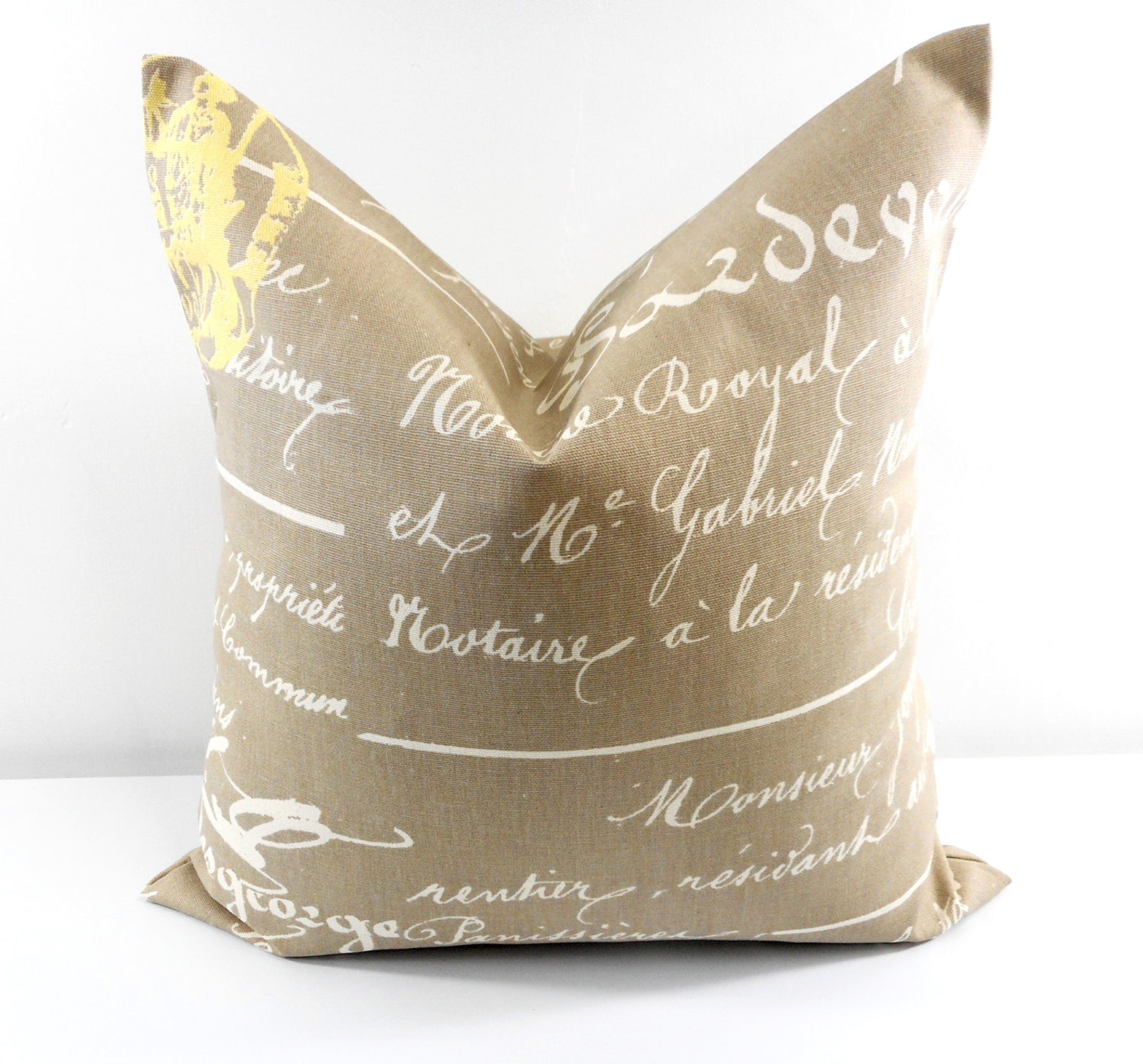 Penmanship Pillow Cover. Sunny Natural. Brown Cushion Covers. Pillow ...