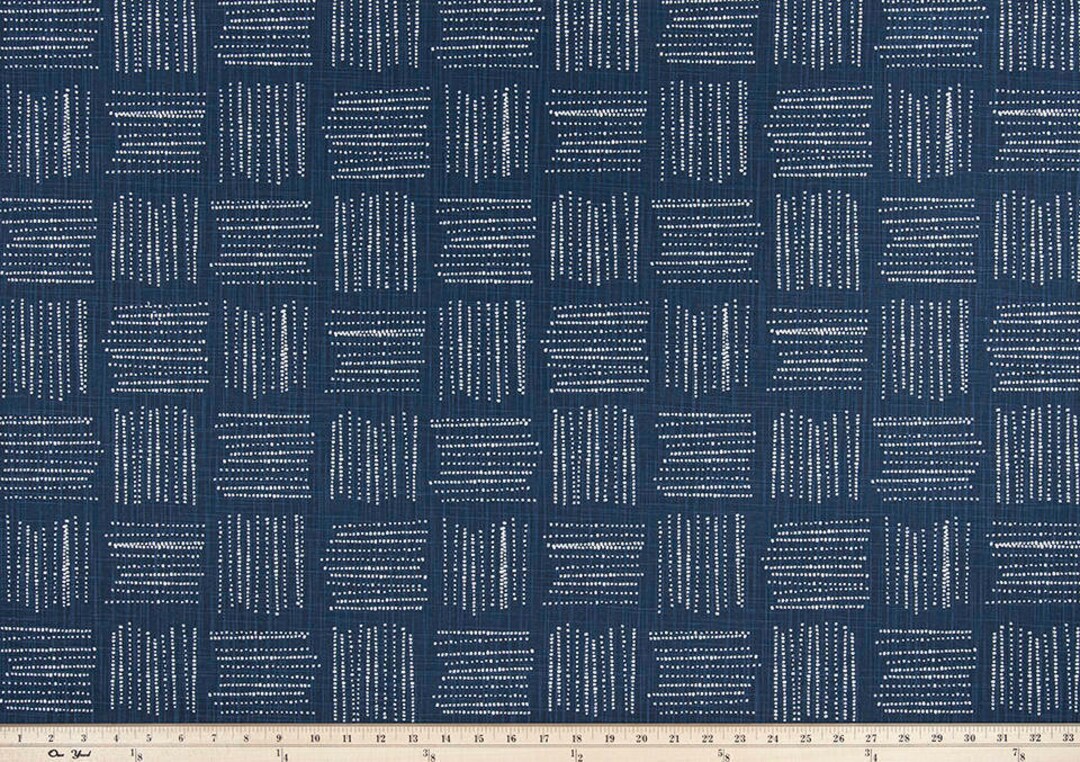 Italian Denim Blue in Brave Print. Blue and White Premier Prints. Slub ...