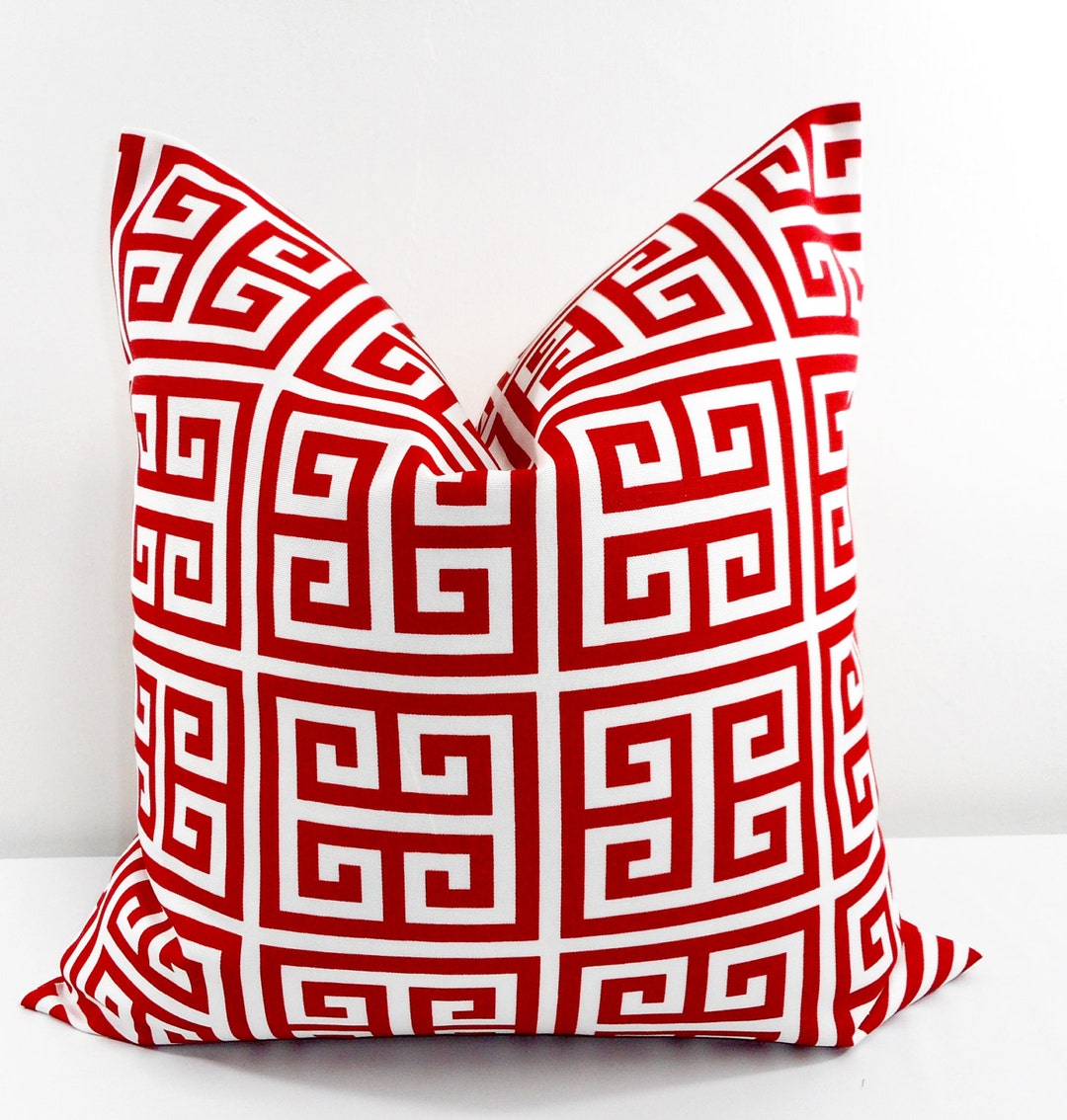 Red Greek Key Pillow Cover. Red Pillow Cover. Greek Key Red and off ...