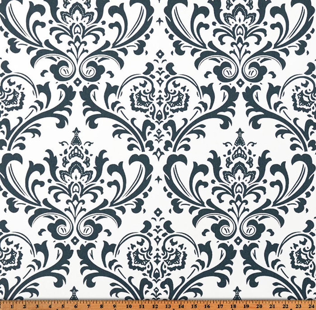 Grey & White Valance. Gunmetal Grey Tradition Damask Gunmetal Grey ...
