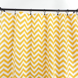 Yellow Chevron Panel Curtain. 2 Panel Curtain. Yellow and White, Window ...
