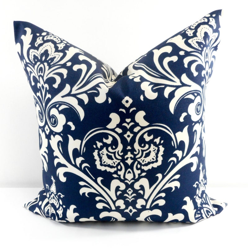 Blue Damask Pillow - Etsy