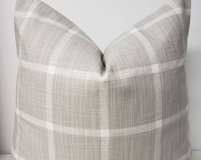 FARMHOUSE PILLOW COVER French Grey Check Pillow Cover Grey Check French ...