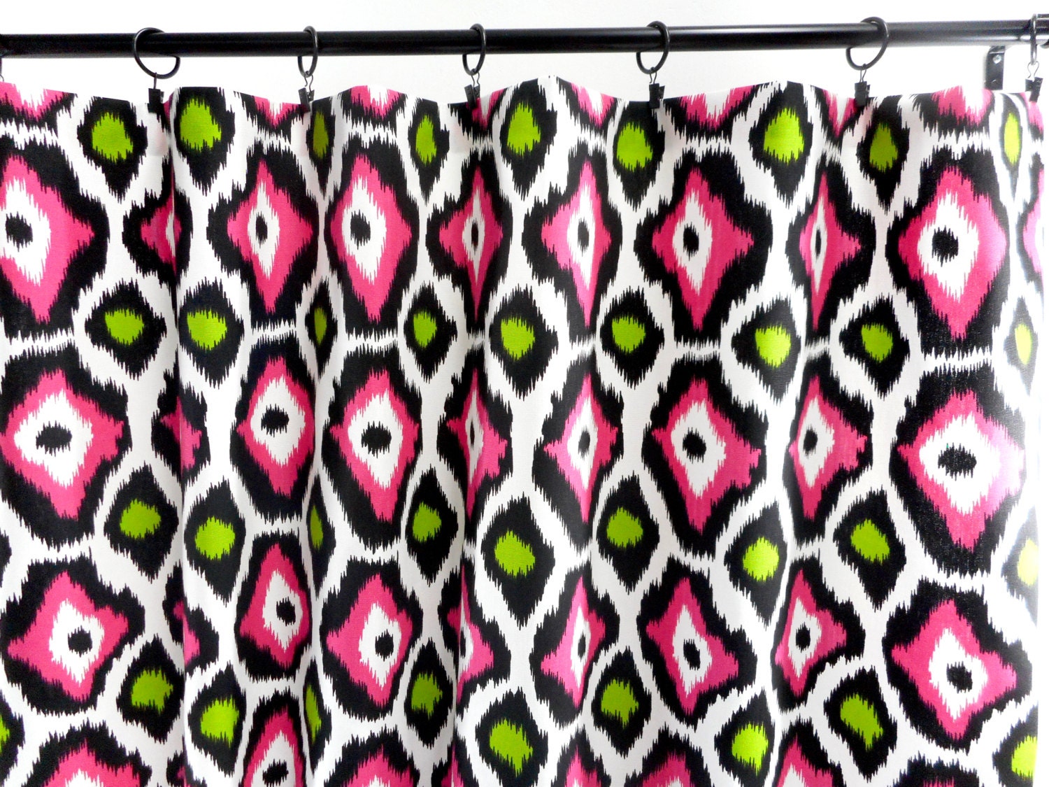 Pink and Green Curtain. Adrian Pink and Chartreuse Window | Etsy