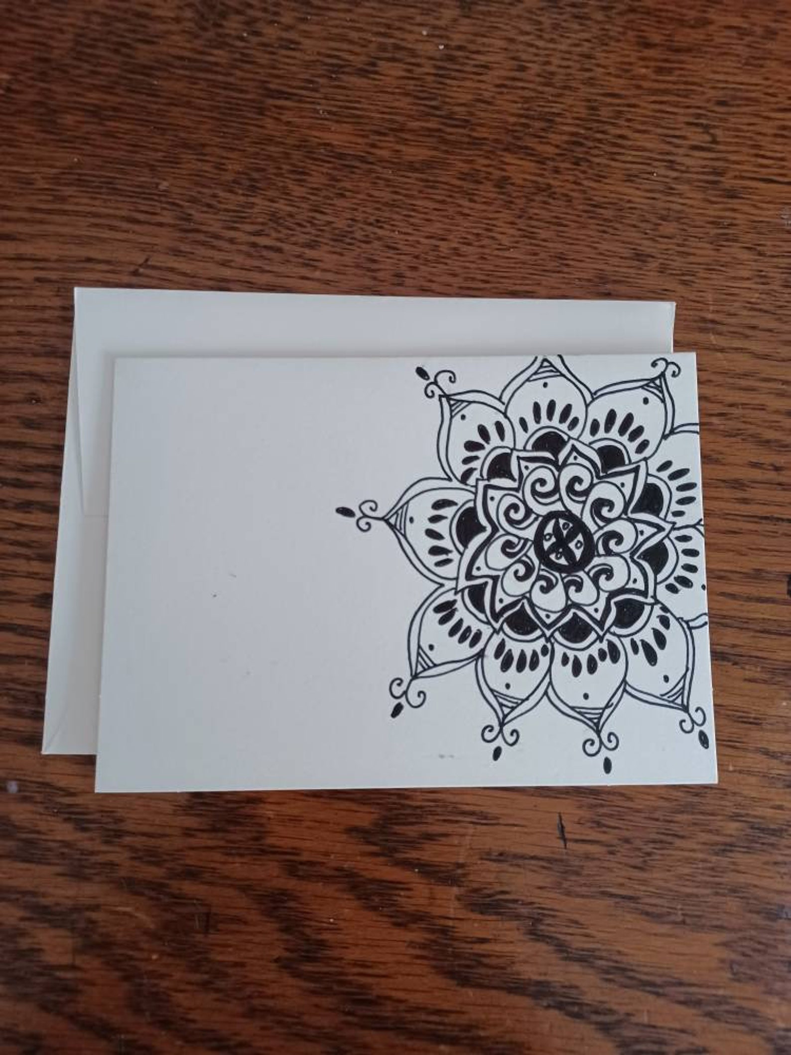 Hand Drawn Zentangle Cream Greeting Card - Etsy