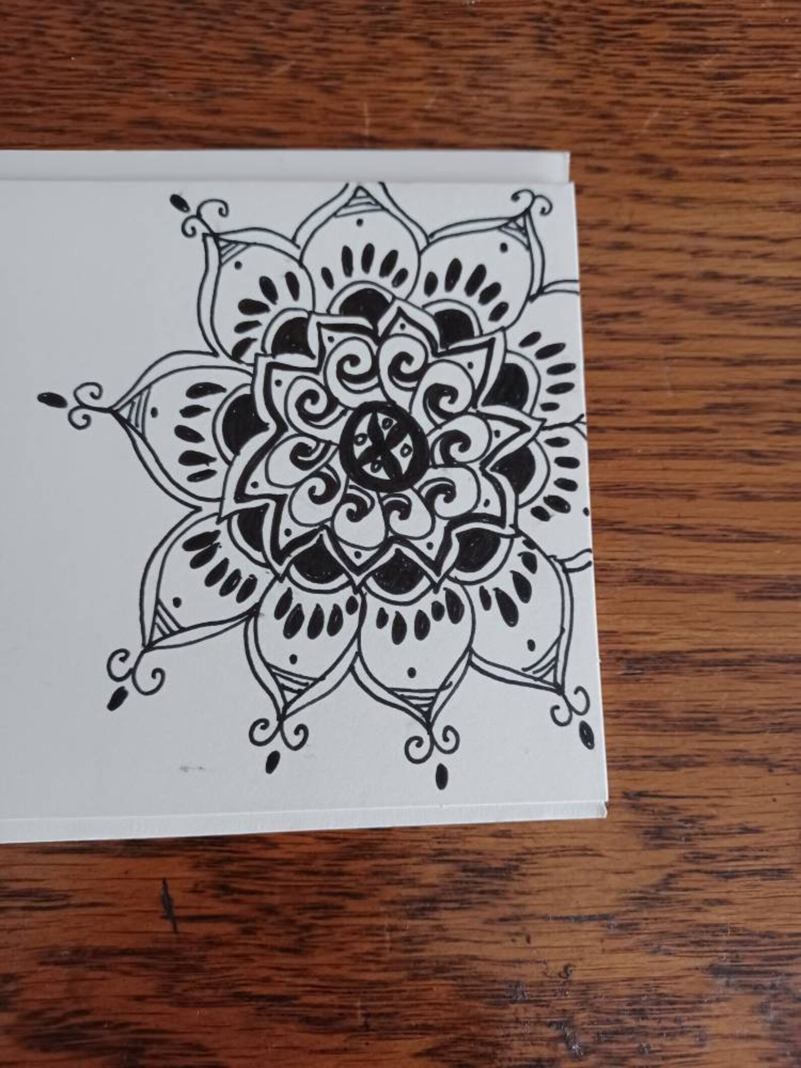 Hand Drawn Zentangle Cream Greeting Card - Etsy