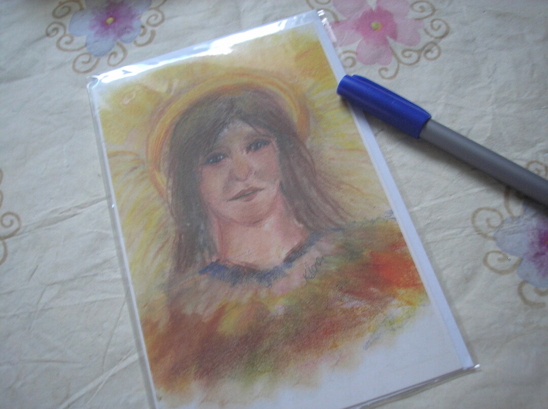 Angel Greetings Card, Angel Card, Angel Drawing, Blank Inside,angel Art ...