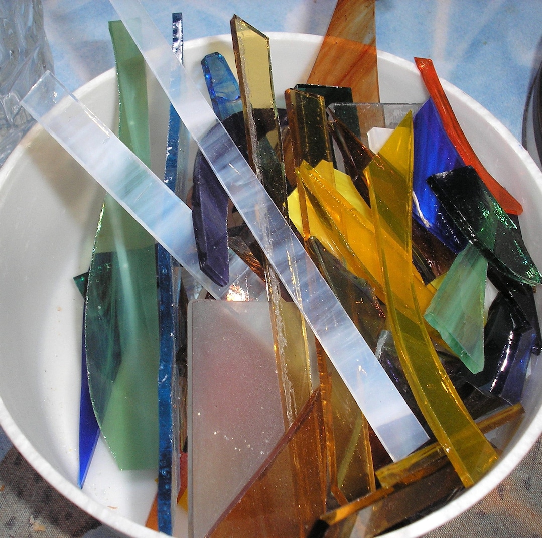 Stained Glass Offcuts for Mosaic Crafts, 516g Small Glass Pieces, Mixed ...