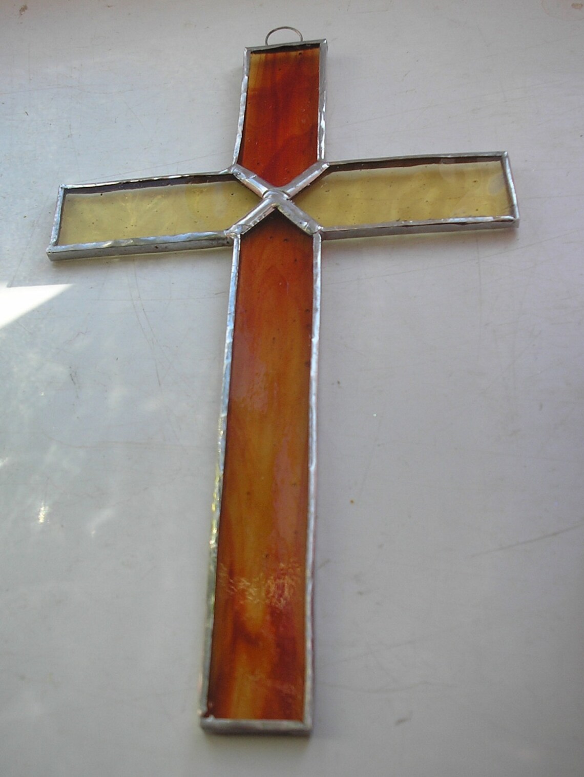 Stained Glass Cross Suncatcher Handmade Orange and Yellow - Etsy