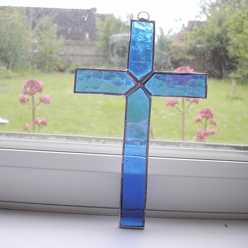Stained Glass Cross Suncatcher - Etsy
