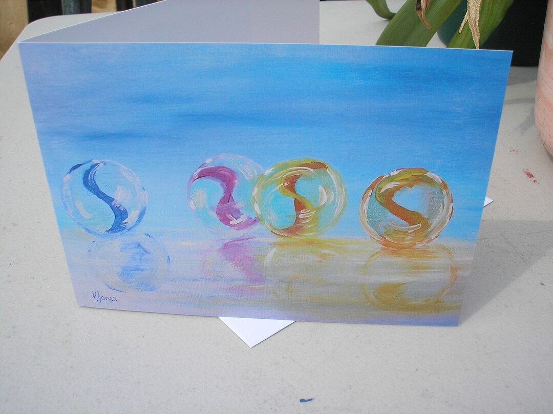 Marbles Themed Greetings Card From My Own Artwork, Blank Inside for ...