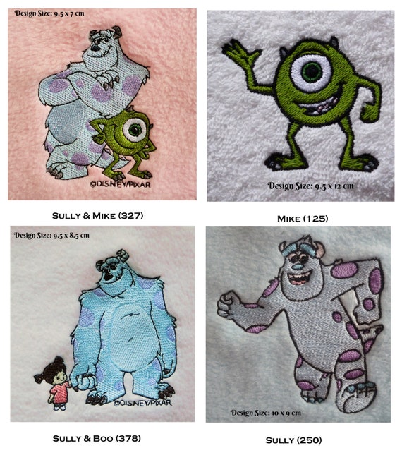 Sully Boo Mike Monsters Inc Designs A Embroidered | Etsy