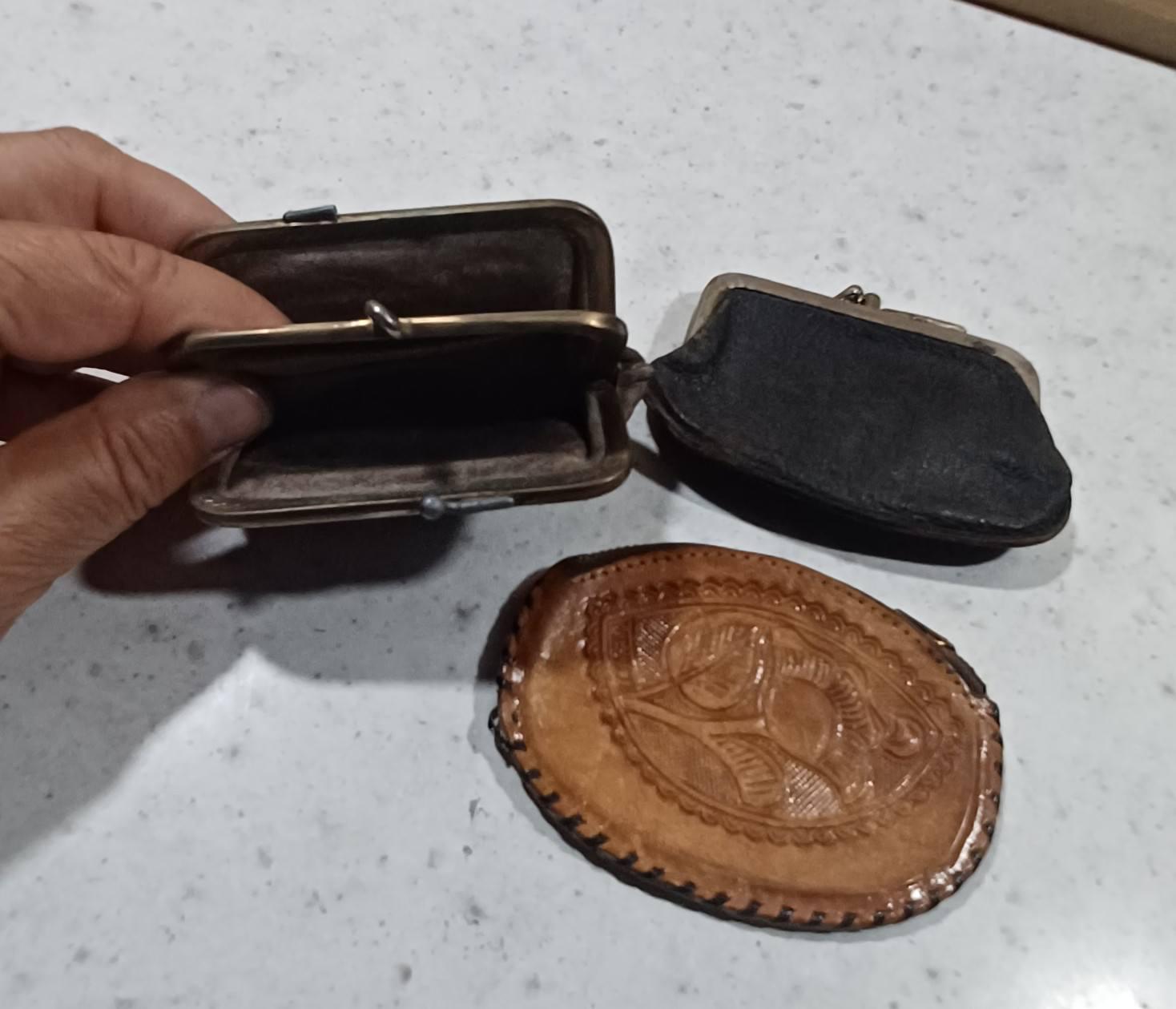 Vintage Leather Coin Purse Set: 1920s Snap Top & 1970s Mexican Zip Top ...