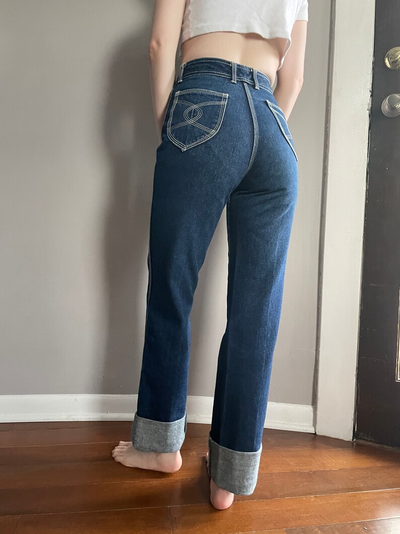80s French Denim Jeans Chardón // 70s Paris High Waist Dark - Etsy