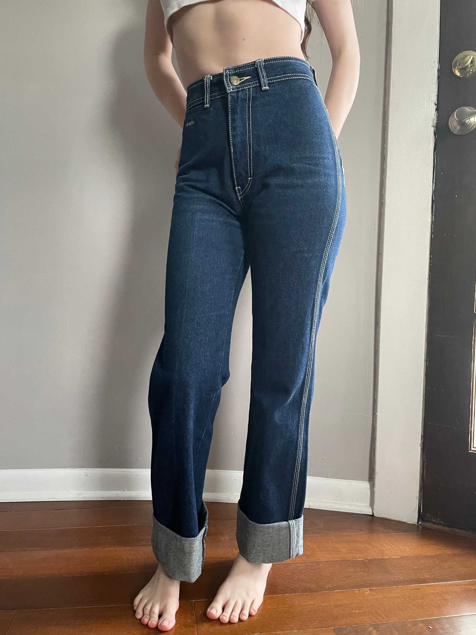 80s French Denim Jeans Chardón // 70s Paris High Waist Dark Wash ...