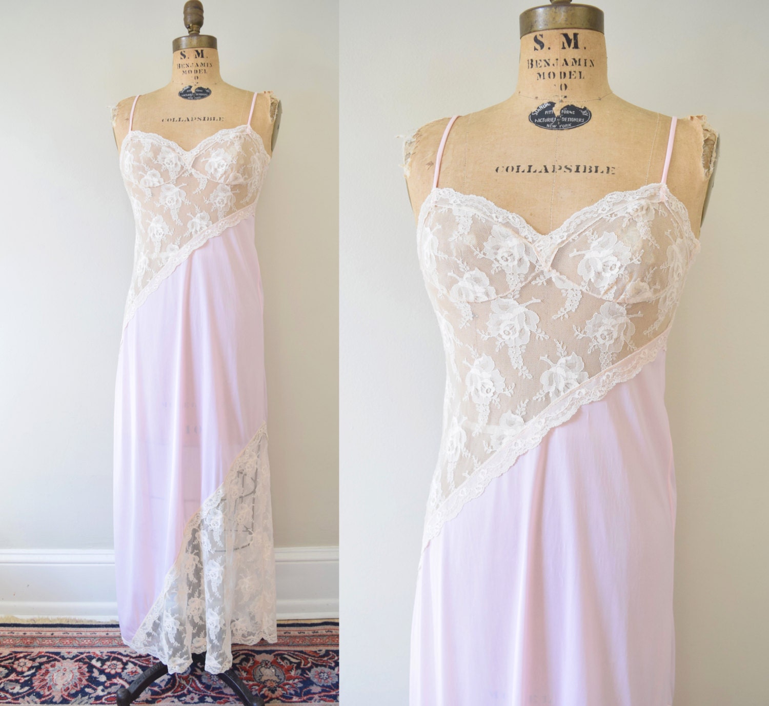 60s Sexy Lace Lingerie // Cattani of California Full Length Bubblegum ...