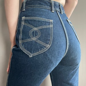 80s French Denim Jeans Chardón // 70s Paris High Waist Dark Wash ...