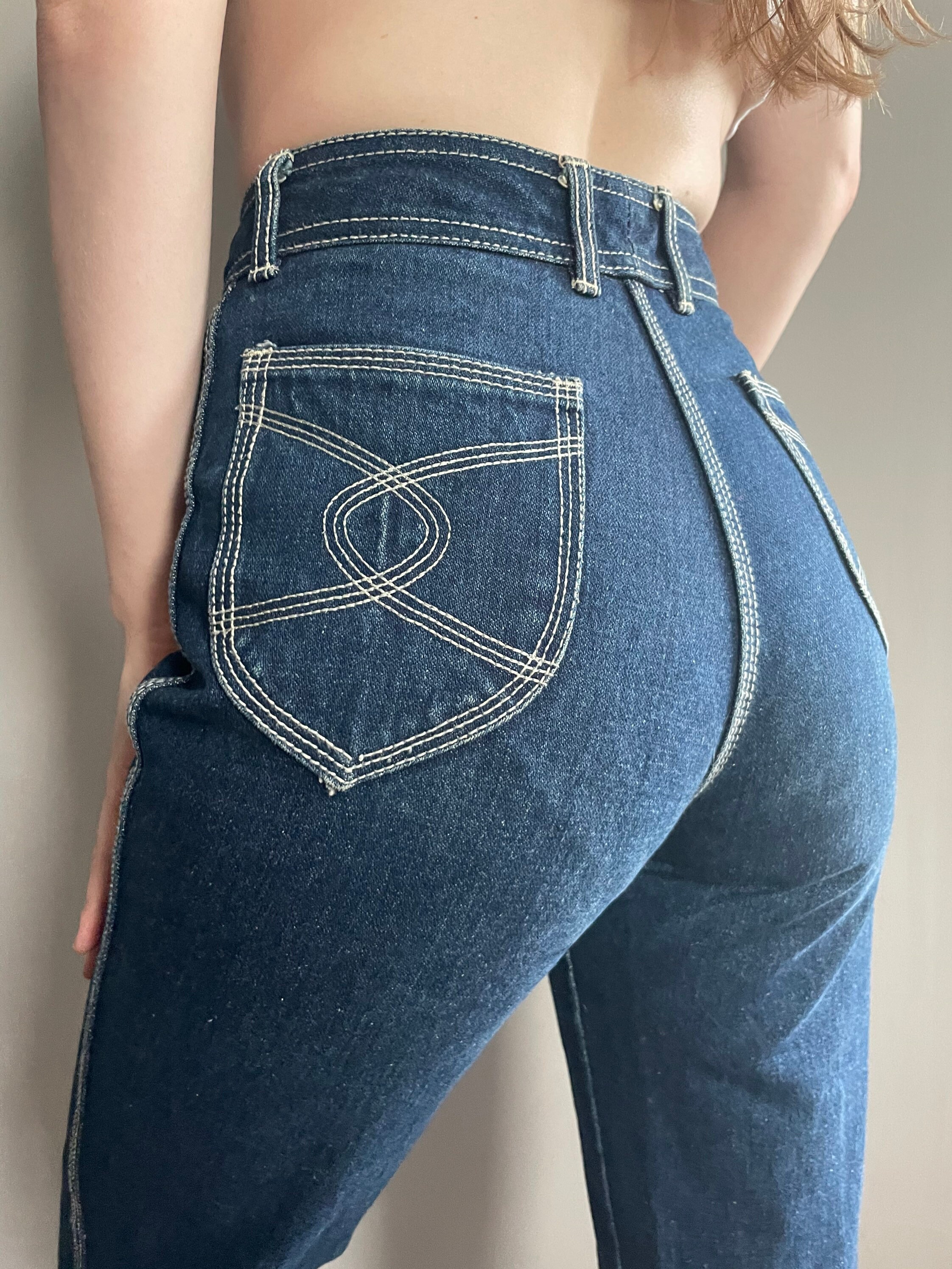 80s French Denim Jeans Chardón // 70s Paris High Waist Dark | Etsy