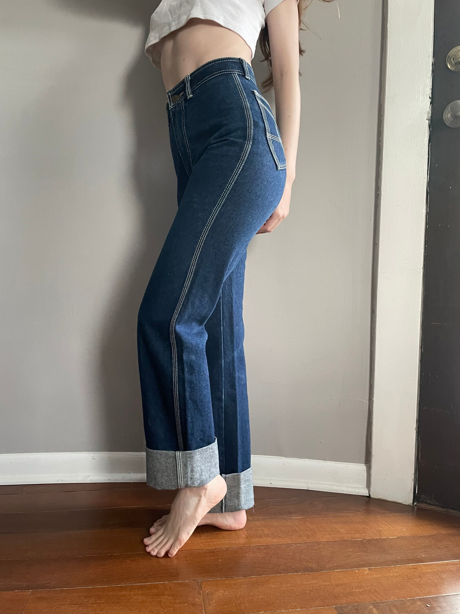 80s French Denim Jeans Chardón // 70s Paris High Waist Dark Wash ...