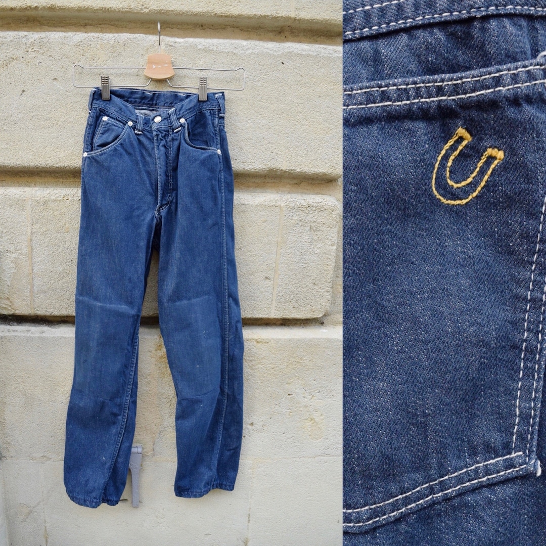 50er 60er Jeans Jeans Cowboy Kontraststich Straight Leg Pants / Talon ...