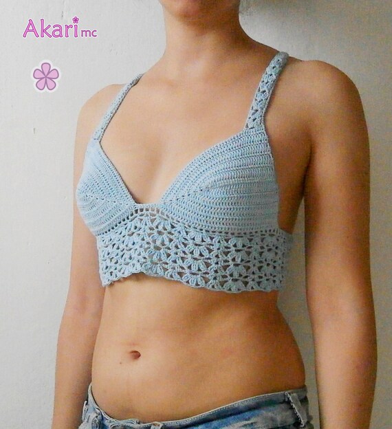 Lacy Crochet Bralette Crop Top Pdf Pattern Halter Festival Etsy