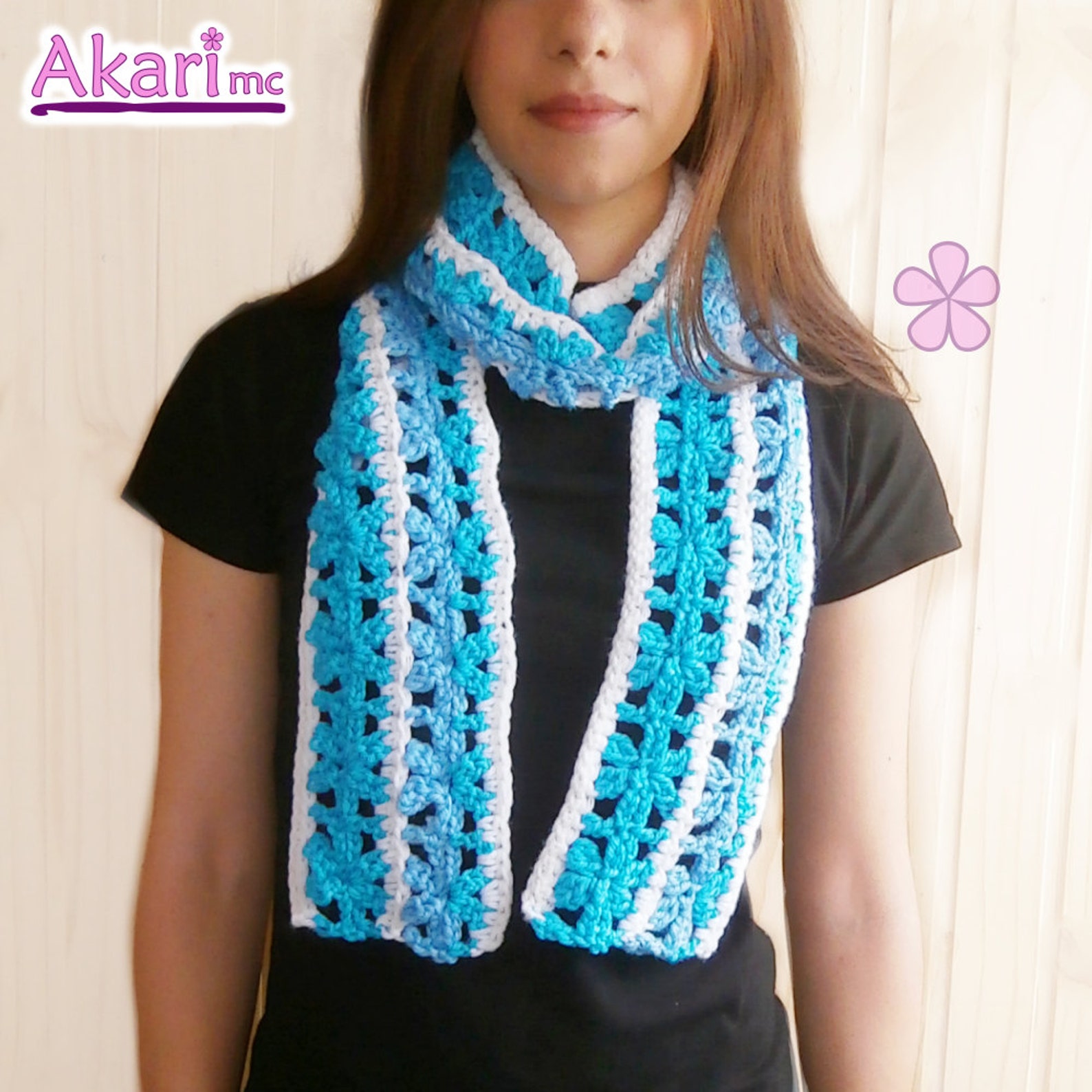 Easy Level Crochet Scarf in 3 Colors. Long Lacy Scarf PDF Crochet ...
