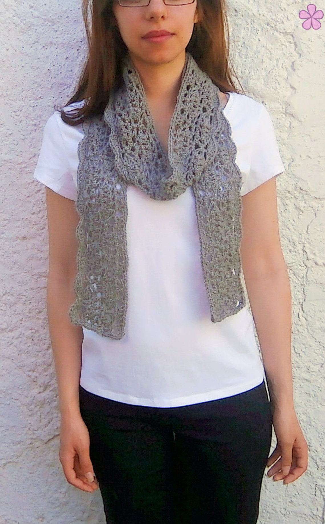 Crochet Lace Scarf With Scalloped Edge Pattern Crochet Scarf Pattern ...
