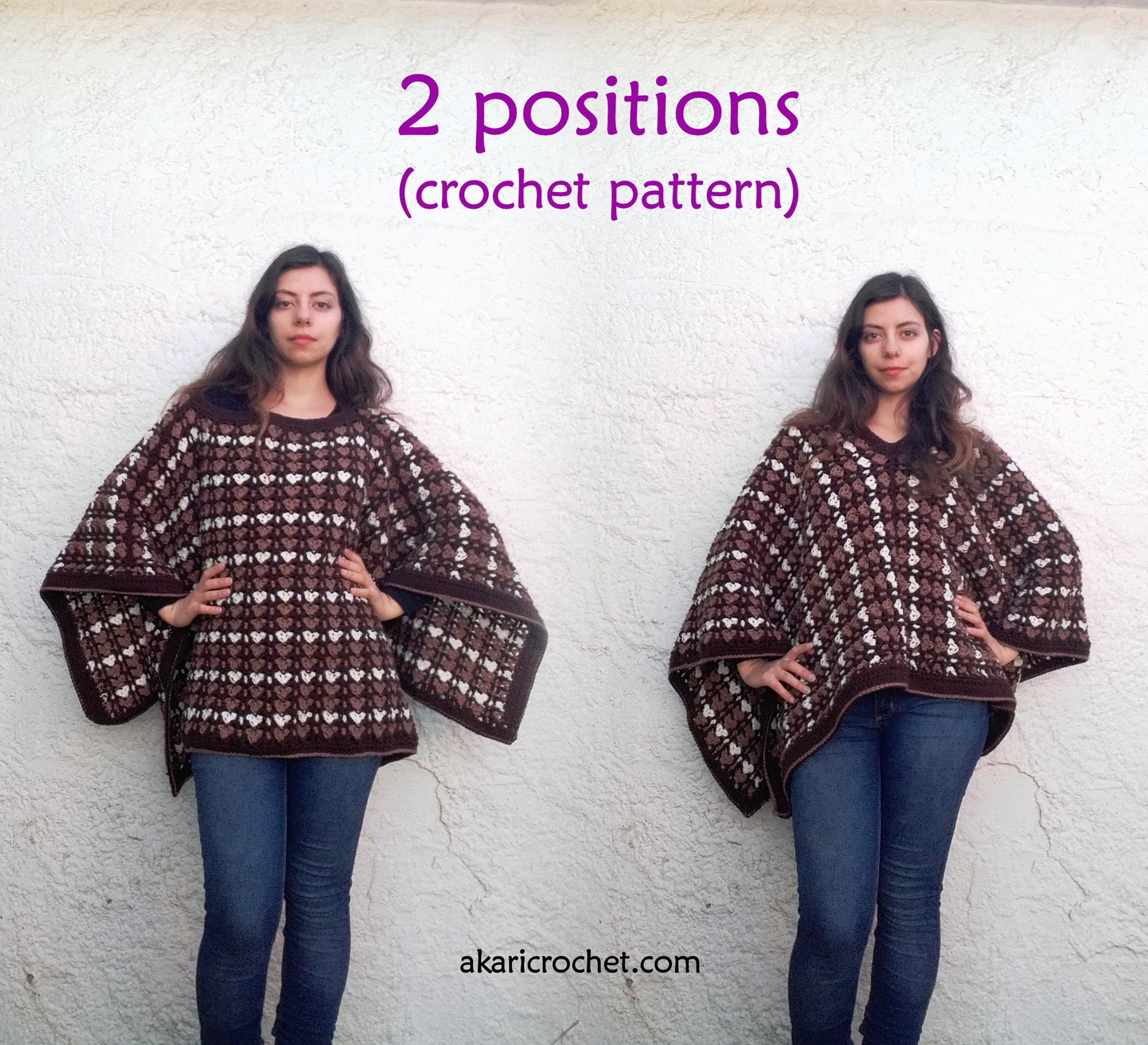 Cozy Crochet Poncho Pattern. 2 Positions // the CARMEN Poncho _ C53 - Etsy
