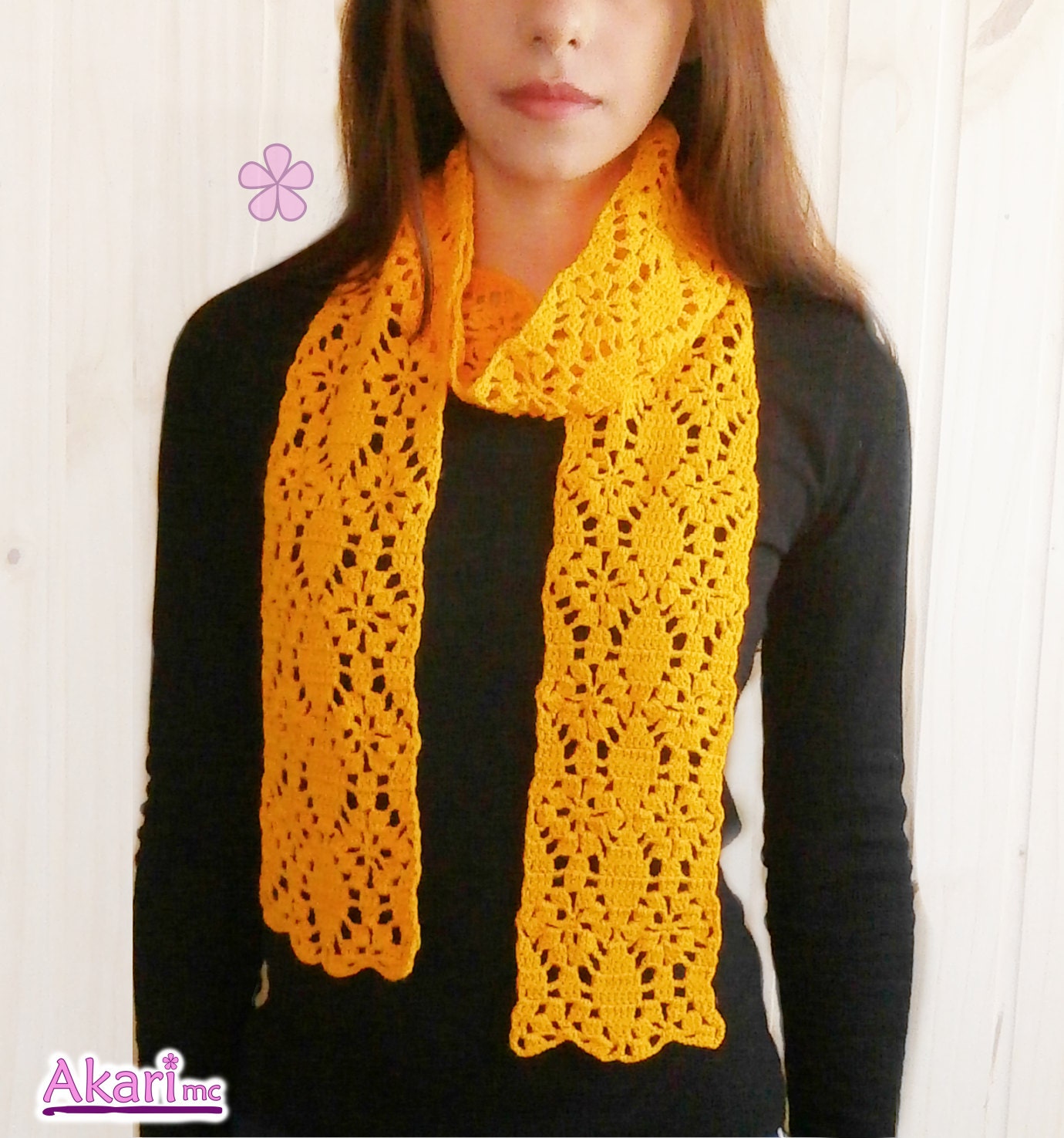 Lacy Lightweight Scarf Crochet Pattern. Poinsettias Design // FEDERAL ...