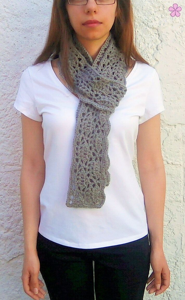 Crochet Lace Scarf With Scalloped Edge Pattern Crochet Scarf Pattern ...