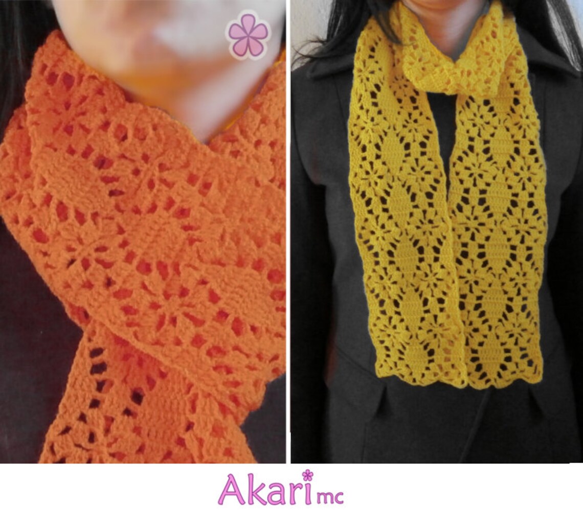 Lacy Lightweight Scarf Crochet Pattern. Poinsettias Design // FEDERAL ...