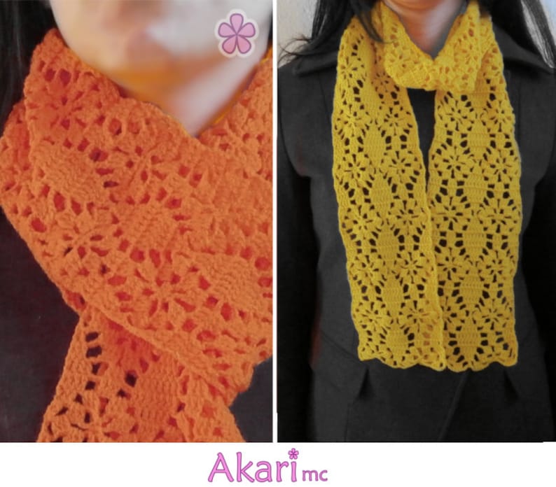 Lacy Lightweight Scarf Crochet Pattern. Poinsettias Design // FEDERAL ...